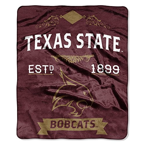 "NCAA Texas State Bobcats Plush Raschel Throw Blanket, Maroon, 50 x 60 ...