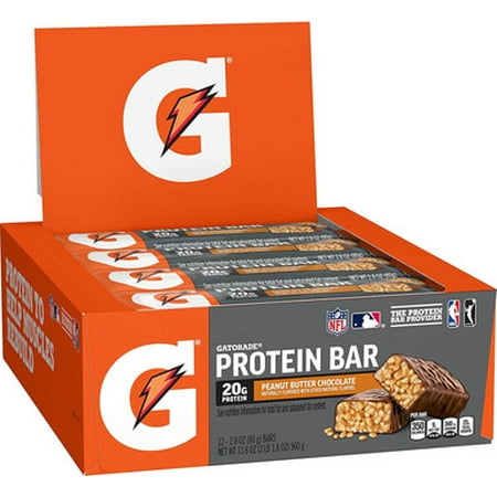 Gatorade Whey Protein Bar | Peanut Butter Chocolate Flavor | 12 x 80g ...