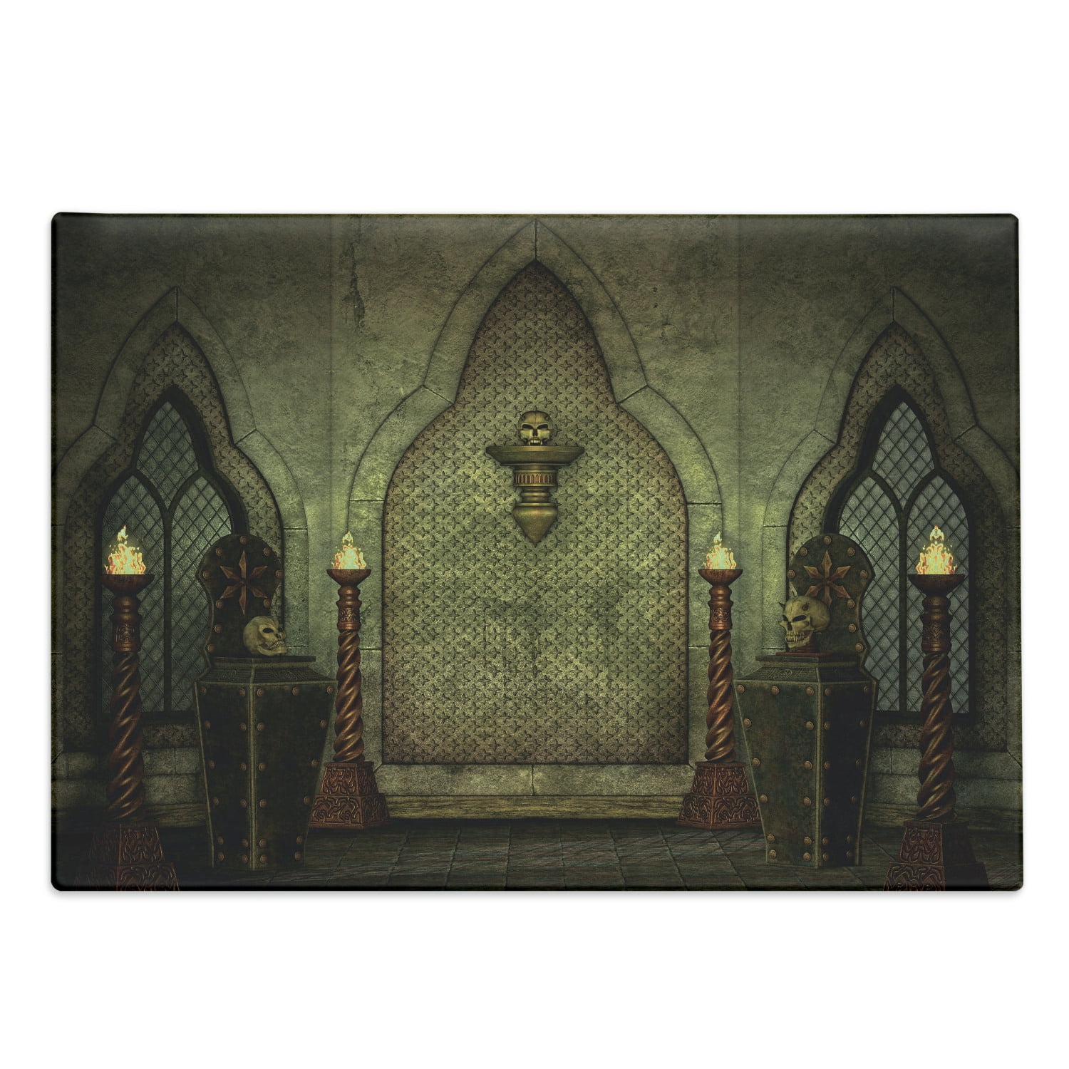 Gothic Cutting Board, Fantasy Scene with Old Fashioned Wooden Torch and ...