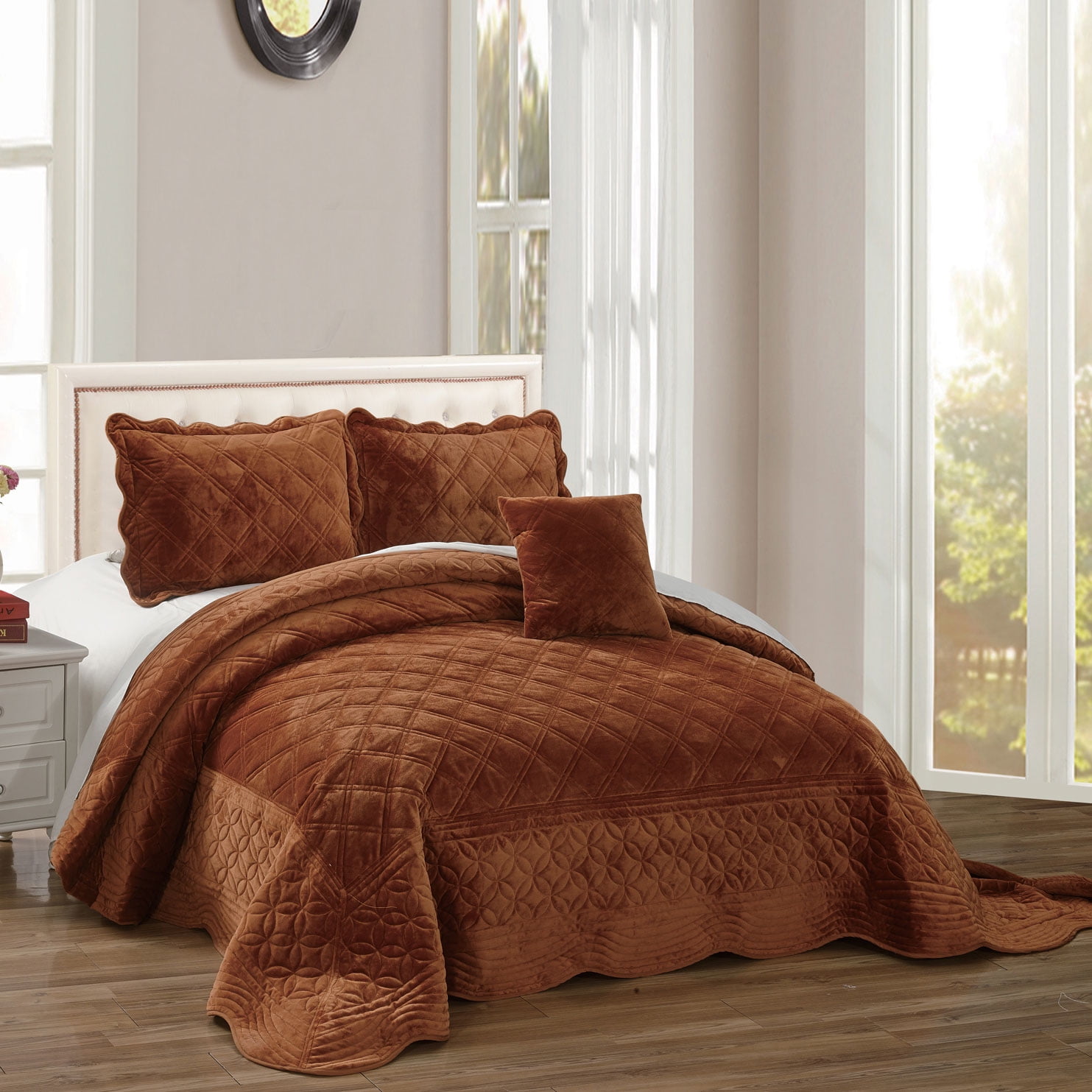 Home Soft Things 4 Piece Supersoft Microplush Bedspread Set - Brick ...