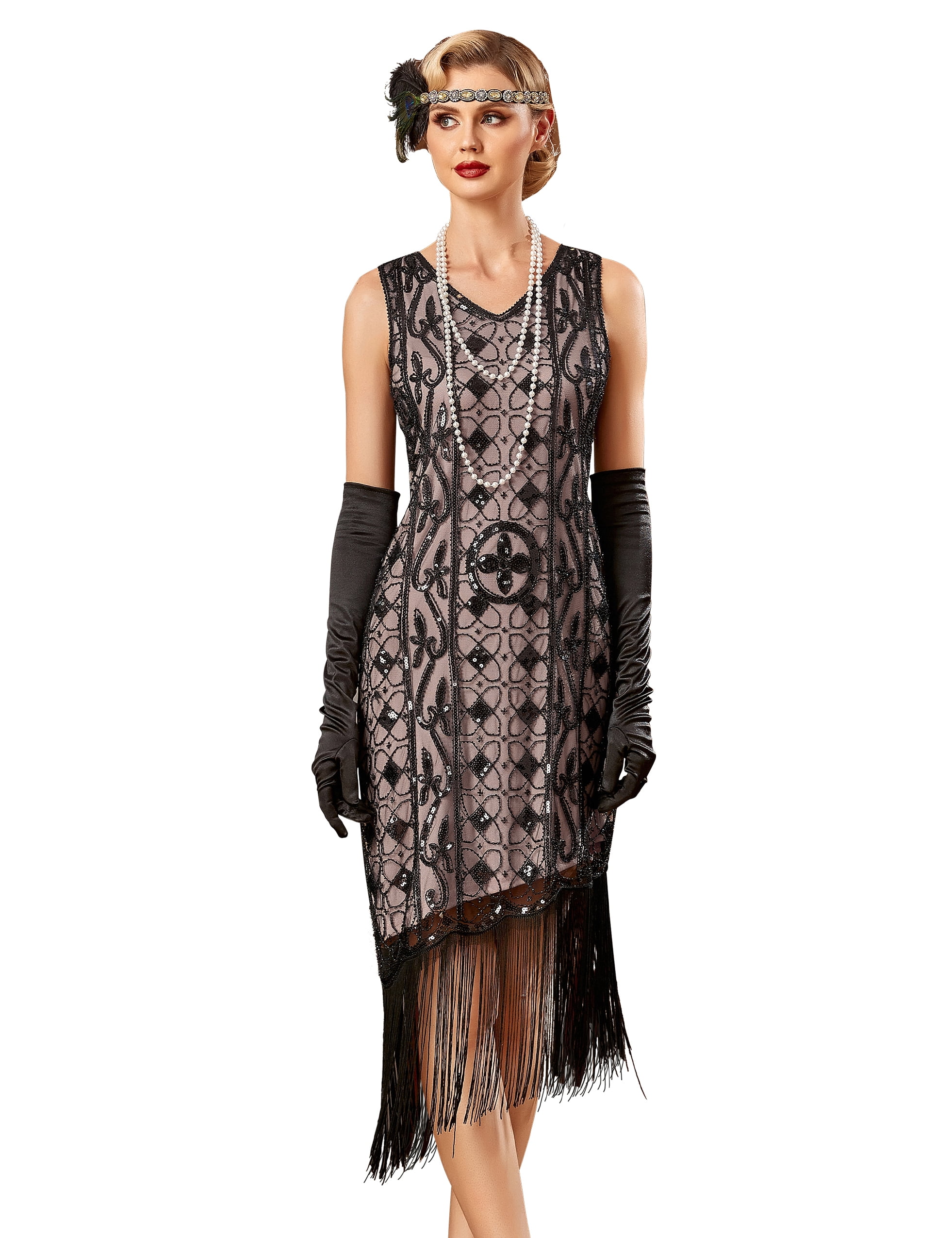 PrettyGuide Women's Flapper Dresses 1920s Gatsby Sequin Fringed ...