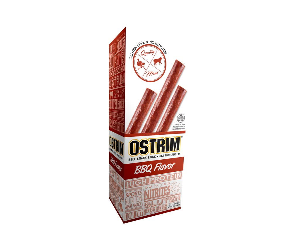 Ostrim Beef & Ostrich Snack Stick, BBQ, Pack of 10, 1.5 oz sticks ...