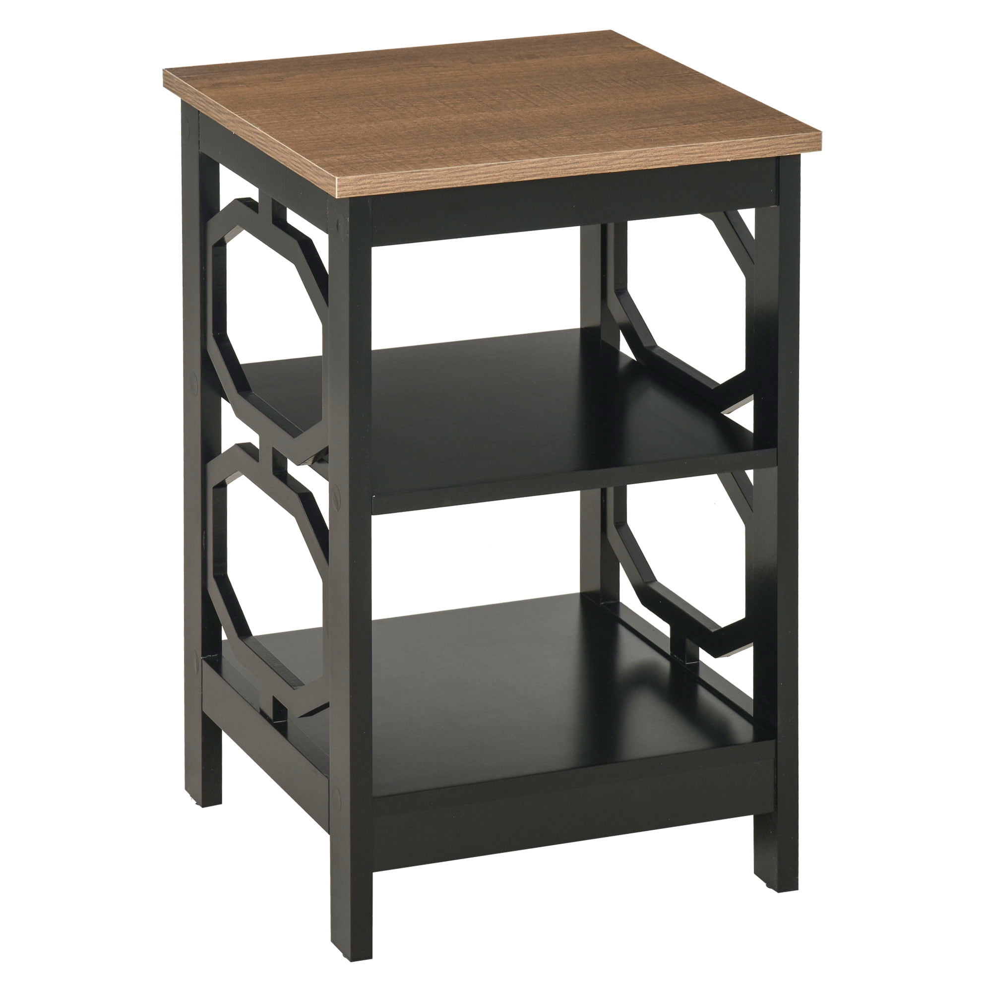 HomCom Modern End Table with Sliding Hinge Barn Door, 2 Open Storage ...