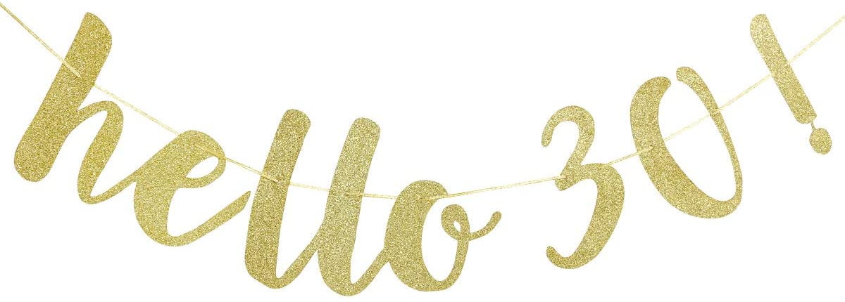 Hello 30 Banner Gold Glitter- 30th Birthday Decorations, 30th Birthday ...
