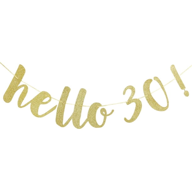 Hello 30 Banner Gold Glitter- 30th Birthday Decorations, 30th Birthday ...