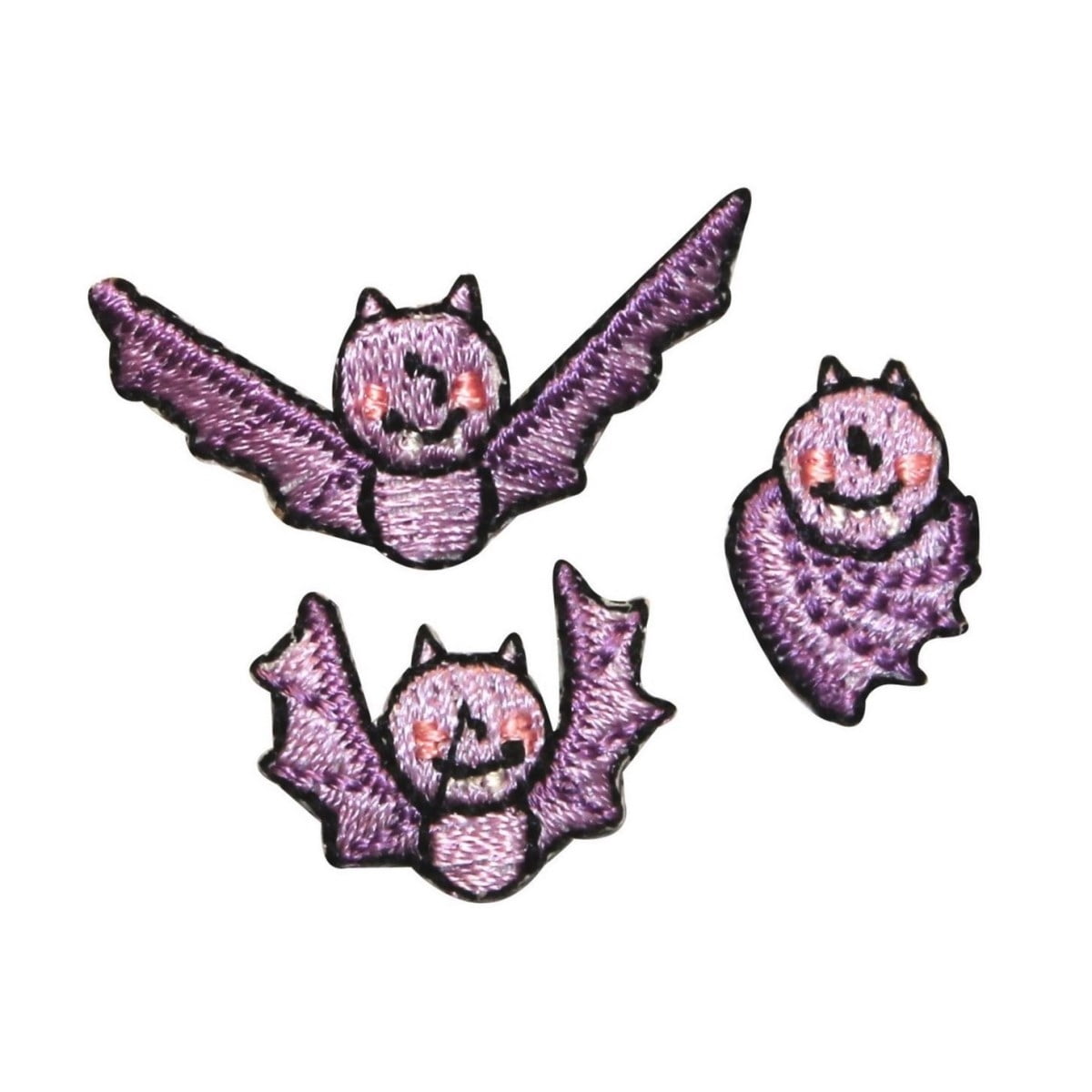 ID 0926ABC Set of 3 Cute Bat Patches Halloween Bats Embroidered Iron On Applique - Walmart.com