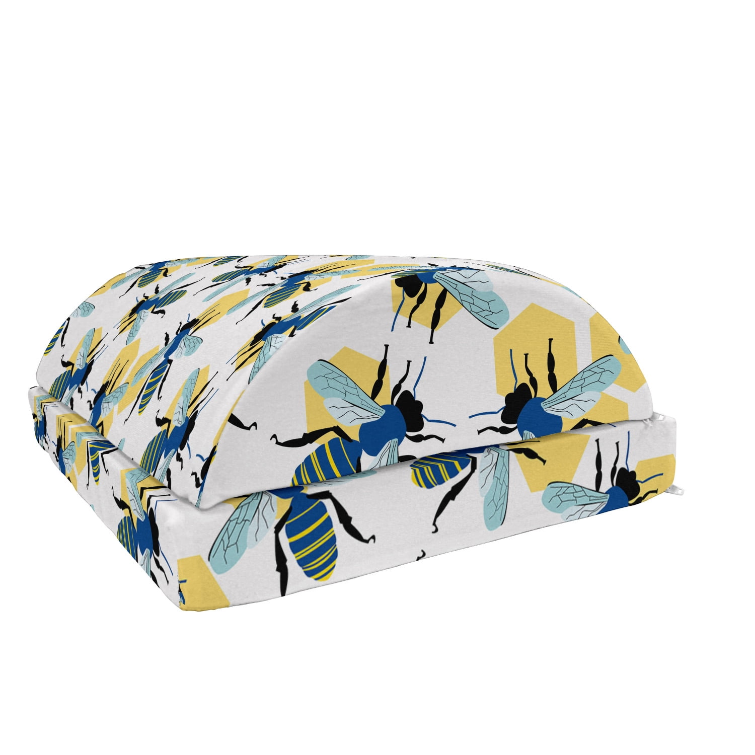 Queen Bee Foot Rest, Cartoon Style High Detail Motifs and Hives, Non ...