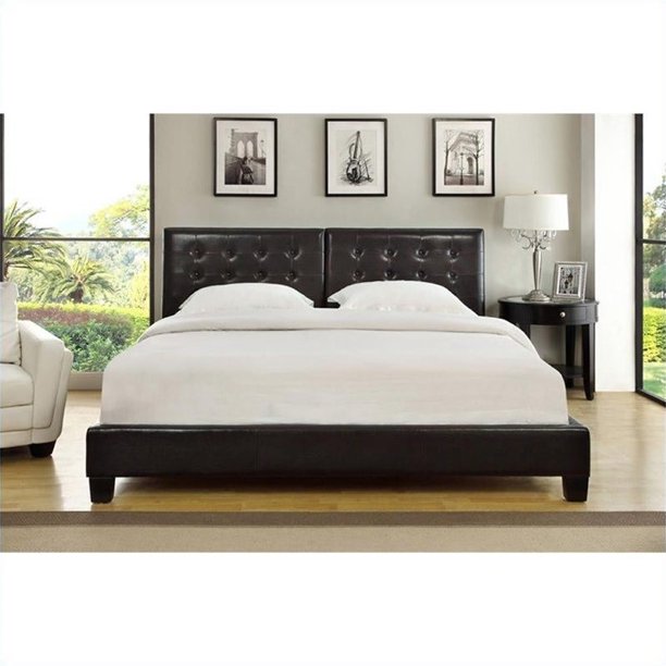 Modus Furniture Ledge Upholstered Tufted Platform Bed in Chocolate ...