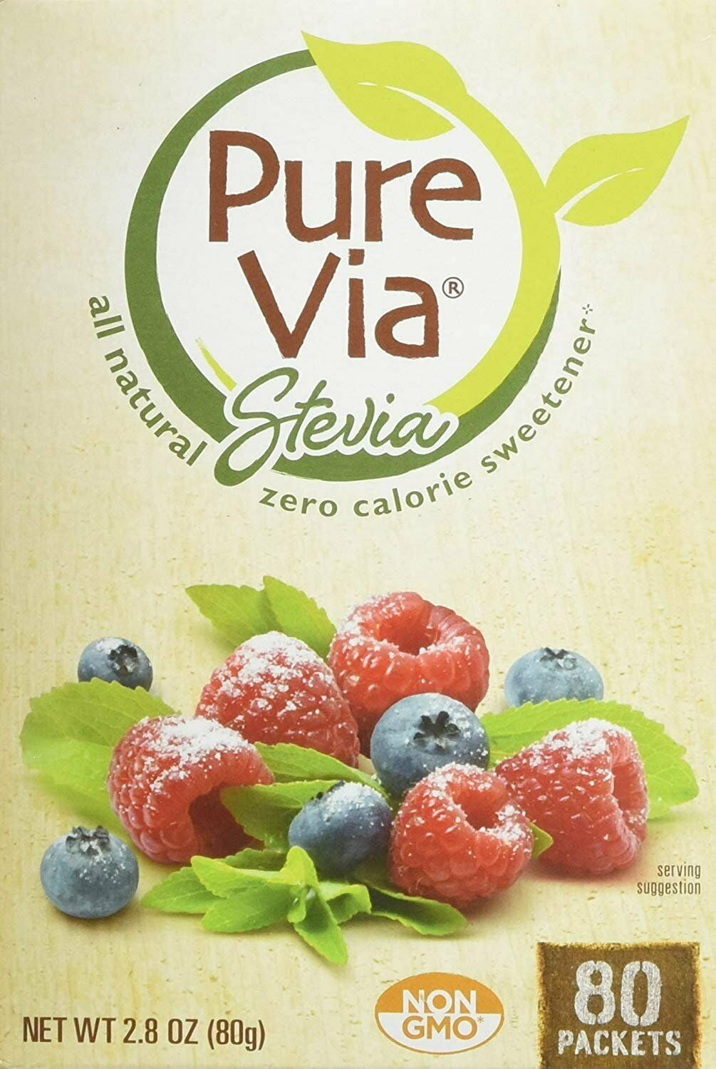 PureVia Stevia Zero Calorie Sweetener 80-Count Packets - 2 Pack ...