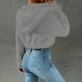 Cropped Fleece Jackets for Women Fashion Zip Up Plush Warm Coats Soft ...