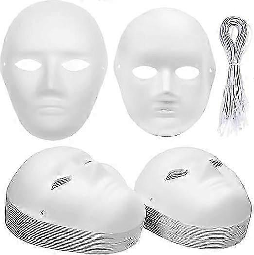 White Full Face Party Mask DIY Cosplay Blank Plain Masks, Pack of 24 ...