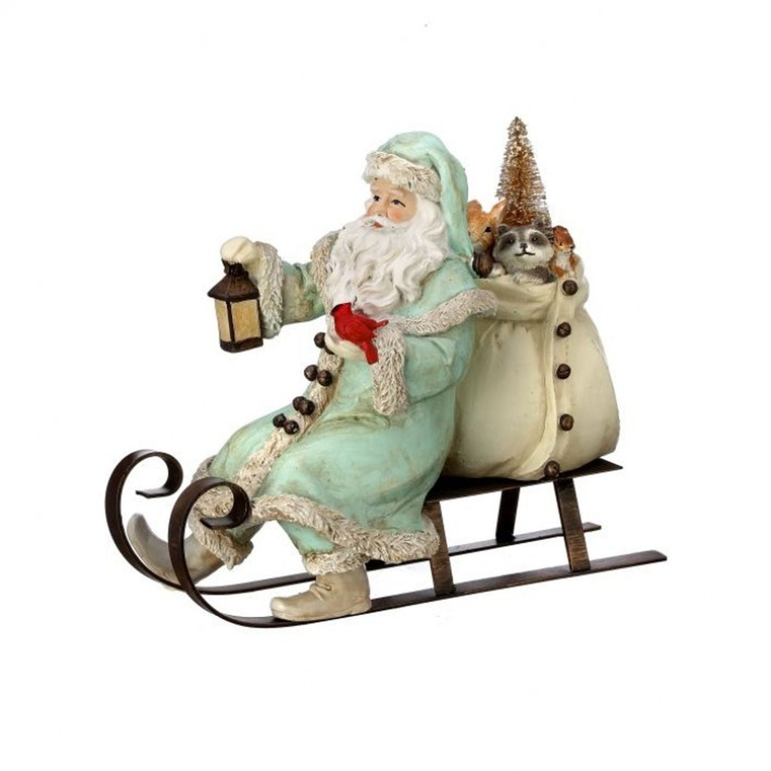 Regency International 9" Resin Santa On Sleigh With Animals In Sack ...