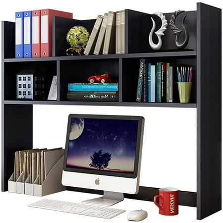 Desk Storage Wood Desktop Bookshelf Computer Monitor Stand Desk ...