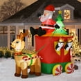 6.2FT XMAS Blow Up Decoration: LED Lighted Elk Pulling Santa Claus with ...
