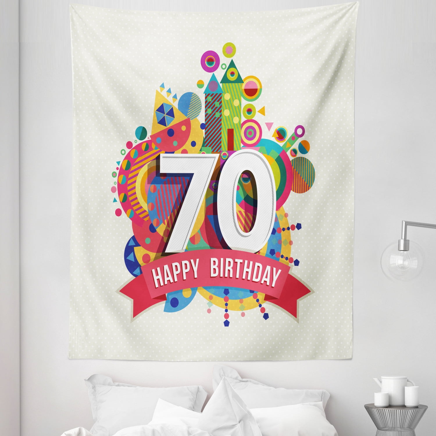 Party Tapestry, Modern and Geometrical Design on Colorful Backdrop with ...