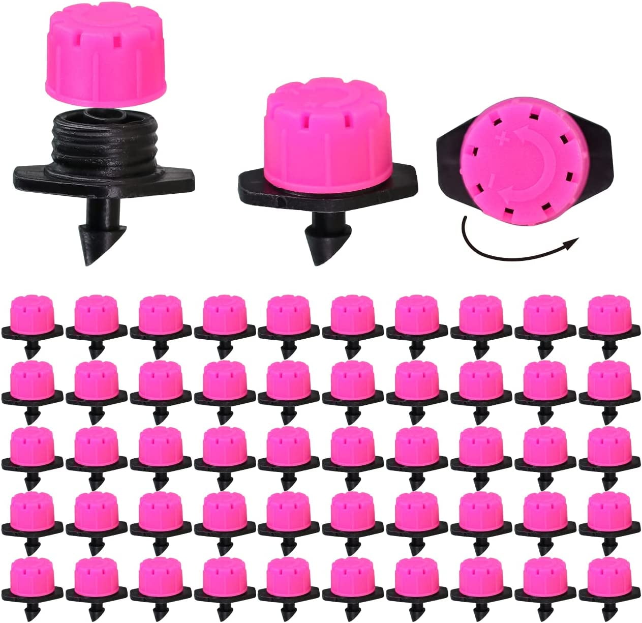 50PCS Garden Drip Irrigation Drippers Sprinklers 360 Degree Adjustable ...