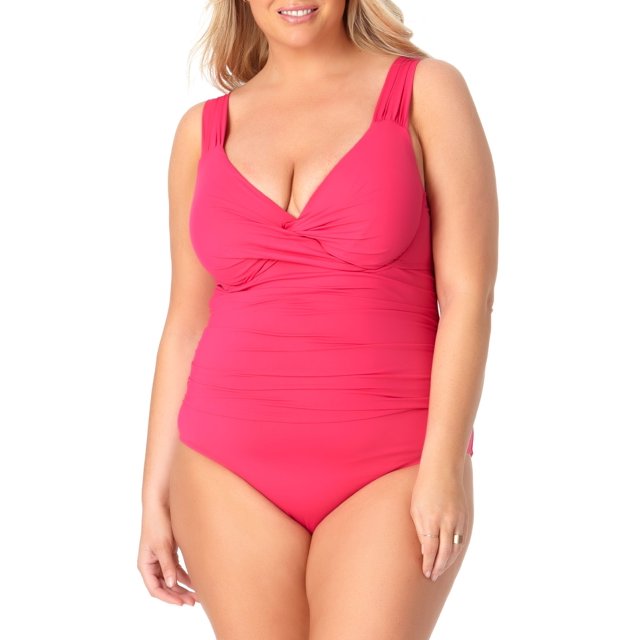 Anne Cole Plus Underwire Twist Front One Piece Swimsuit