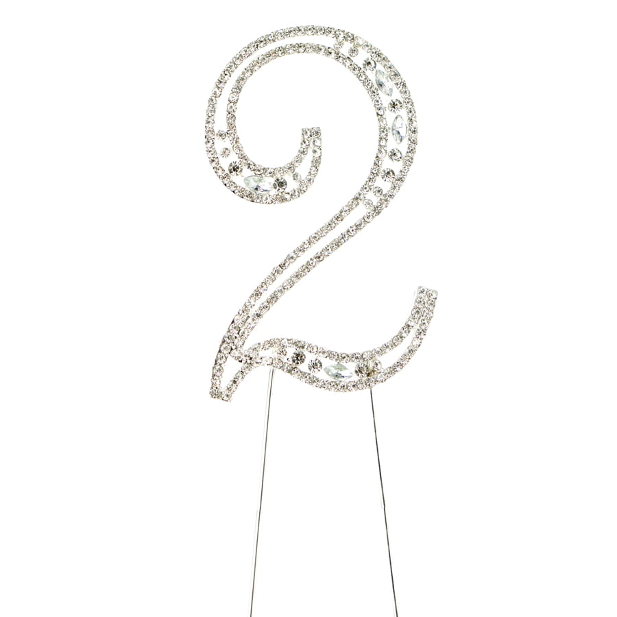 Sparkly Rhinestones Silver Cake Topper - Symbol and Number Decoration ...
