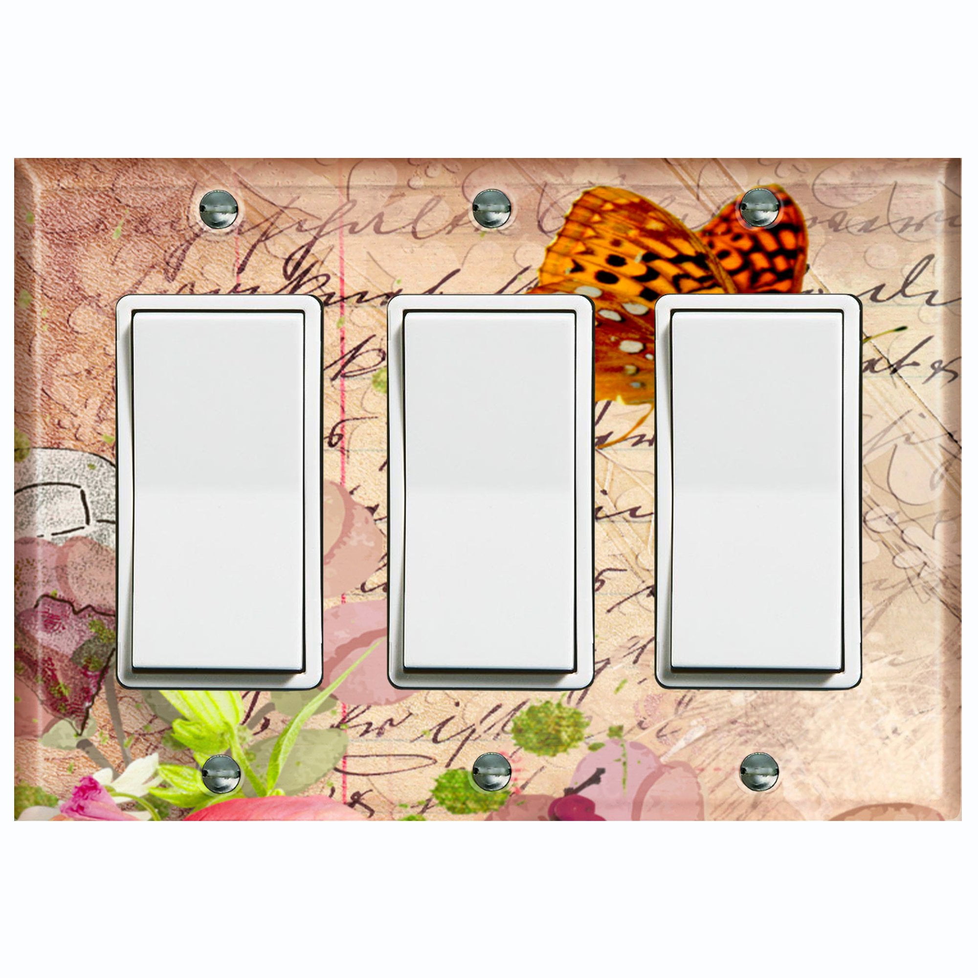 Metal Light Switch Plate Cover Floral Nature Butterfly Scripture Damask ...