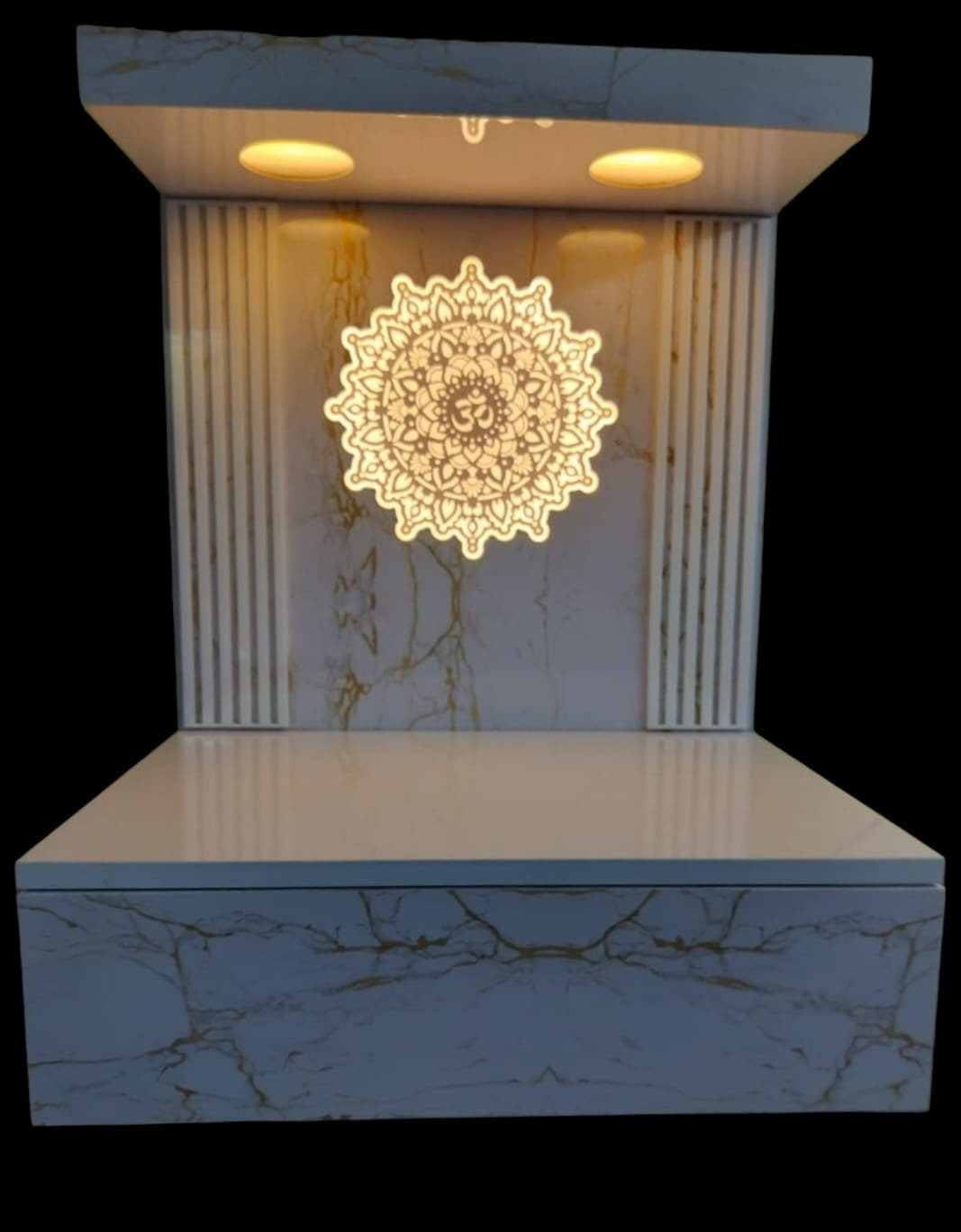 Wooden Temple For Home And Office With White LED Lights / Wall Hanging ...