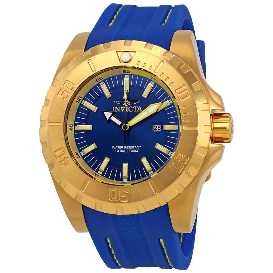 Invicta Men's Pro Diver 23736 Gold Silicone Quartz Diving Watch ...