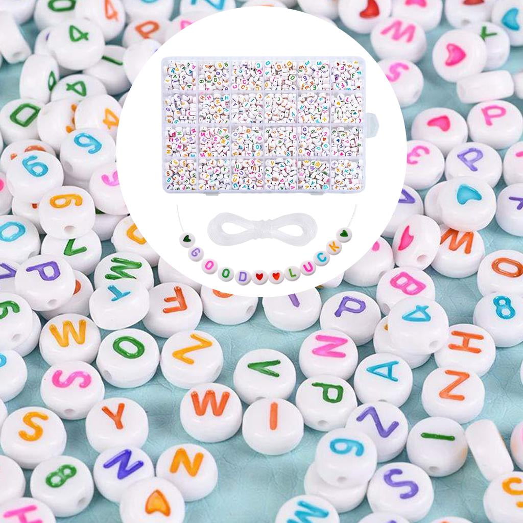 1850 Pieces 4 x 7 mm Round Acrylic Alphabet Beads Letter Beads Alphabet ...