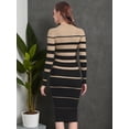 DARING DIVA Women's Striped Long Sleeve Crew Neck Ribbed Knit Dress L ...