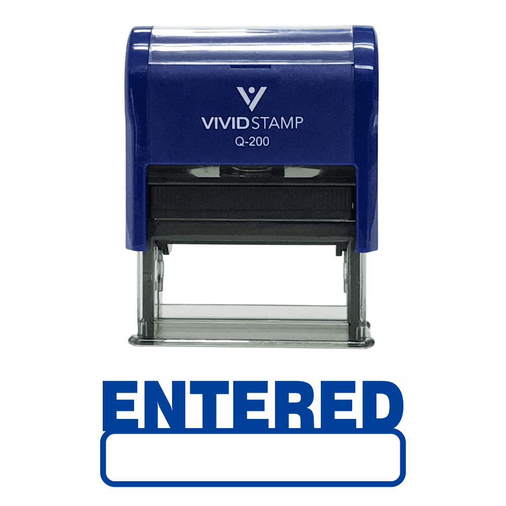 Basic ENTERED Self Inking Rubber Stamp (Blue Ink) - Medium - Walmart.com