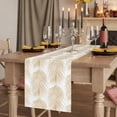 Beige Palm Leaves Table Runner, Summer Tropical Leaf Botanical Washable ...