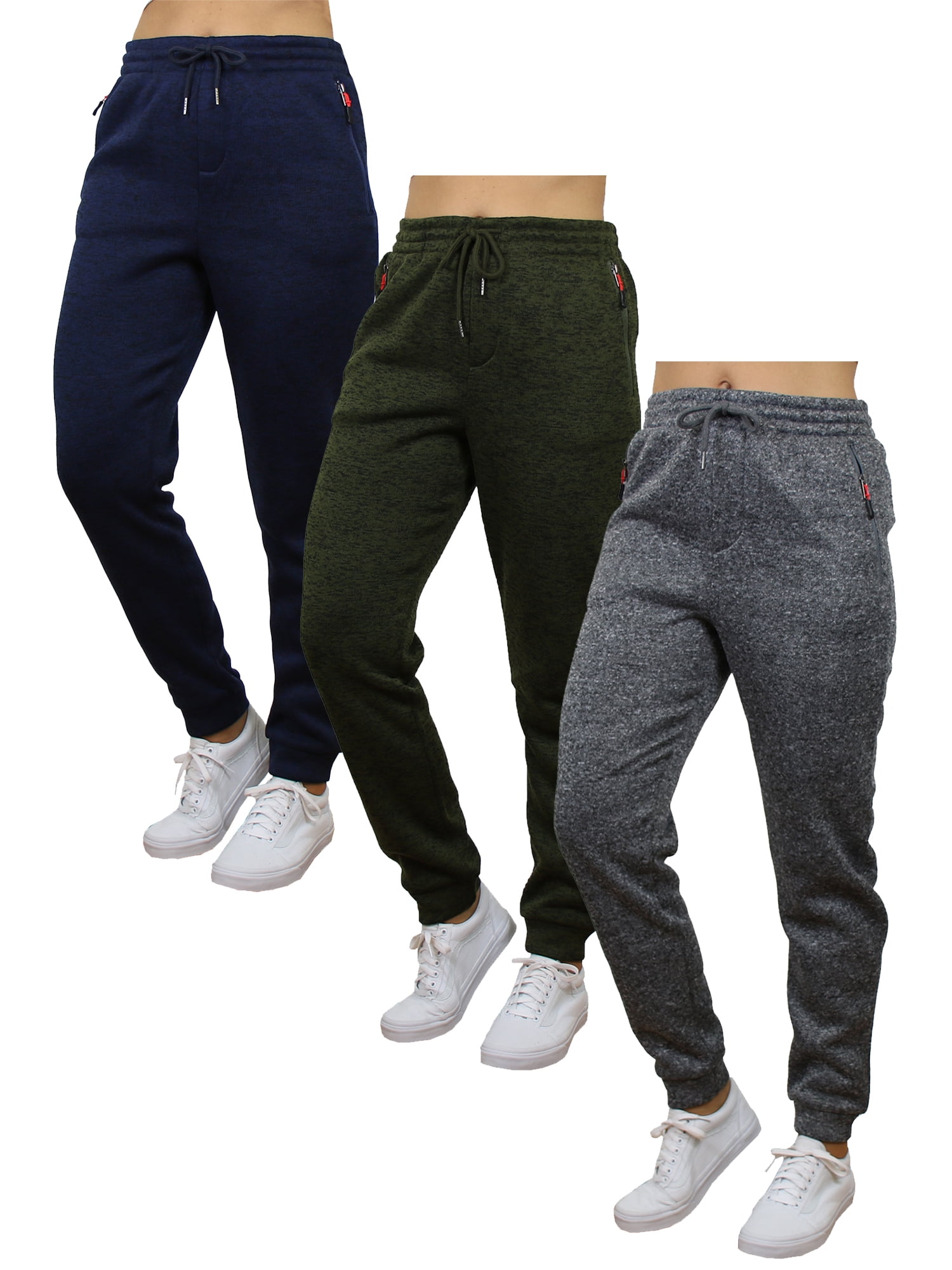 Galaxy by Harvic - 3-Pack Women's Fleece Loose-Fit Jogger Sweatpants (S ...