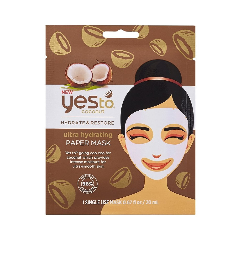 Yes To Coconut Hydrate and Restore Ultra Hydrating Paper Mask, 1 Single ...