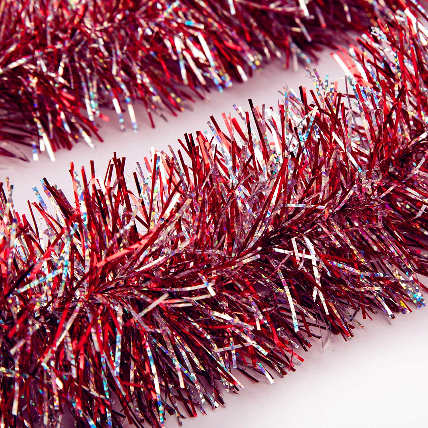 SANNO 26.2ft Christmas Tinsel Garland, Classic Thick Colorful ...