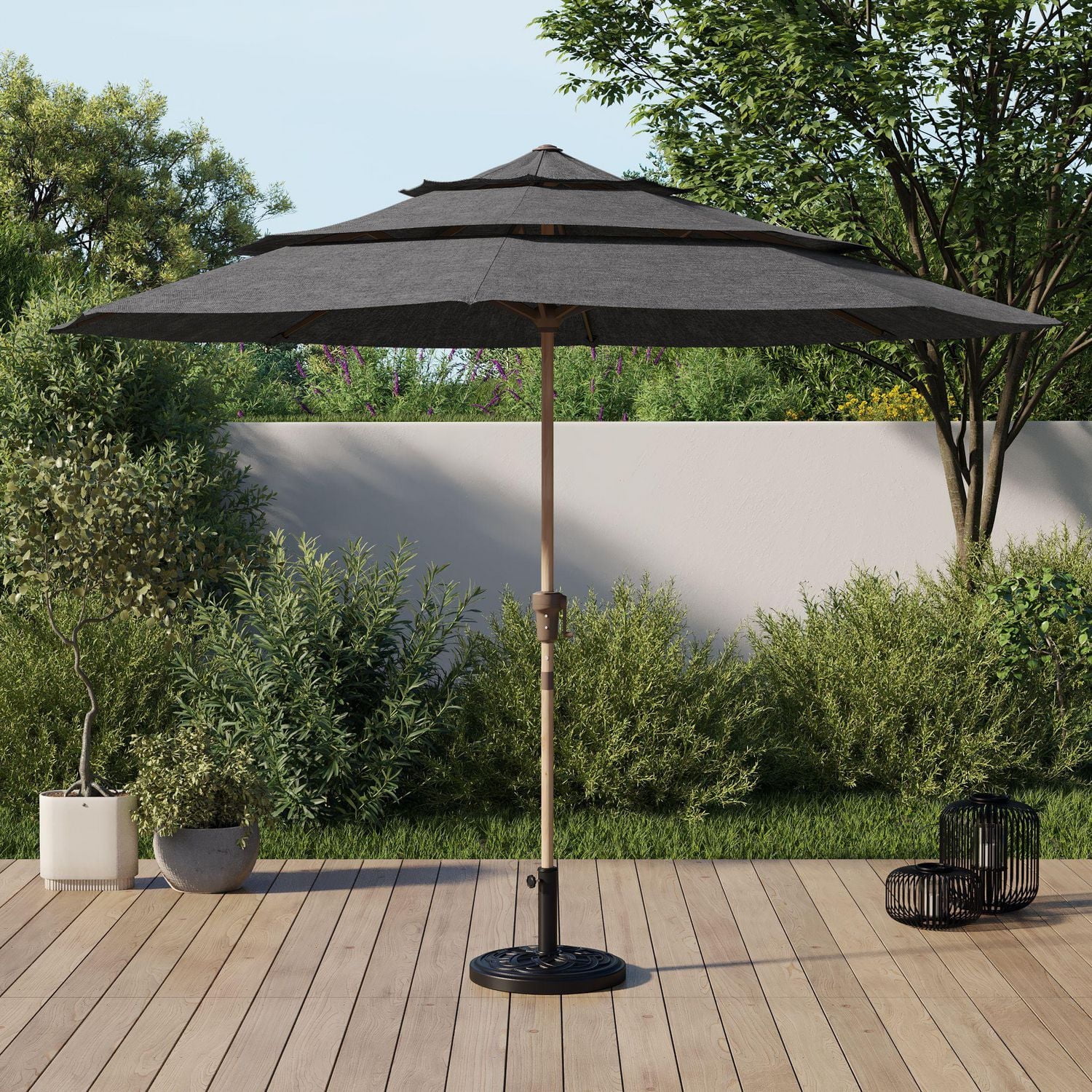Better Homes & Gardens 10 ft. Round 3-Tier Market Patio Umbrella, Fade ...