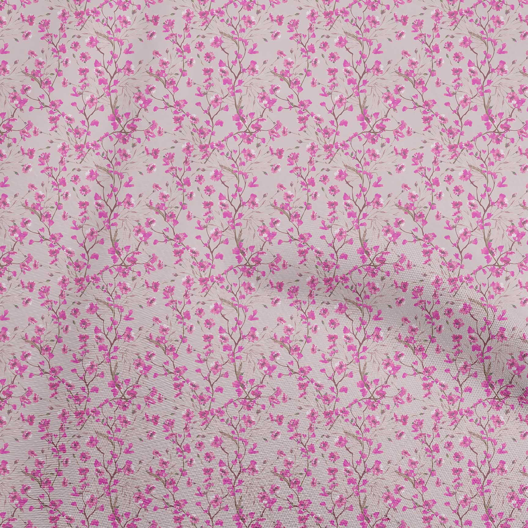 oneOone Cotton Flex Dusty Pink Fabric Florals Sewing Material Print ...