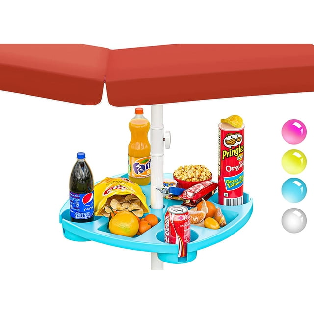 Skywin Umbrella Tray - Large Beach Umbrella Table Tray with Compartments for Cups and Snacks ...