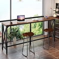 70.9'' Bar Table, Kitchen Dining Table with Power Outlet and Footrest ...