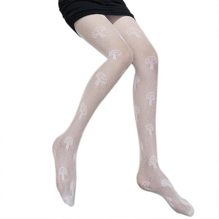 Women Lolita Hollow Lace Fishnet Pantyhose Mushroom Patterned Sheer ...