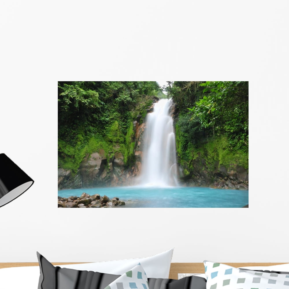 Blue Waterfall Costa Rica Wall Mural by Wallmonkeys Peel and Stick ...