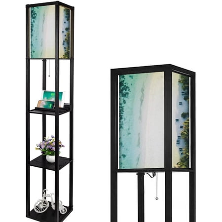 Aerial View of paradisiac Island in Maldives Floor Lamp with Shelves ...