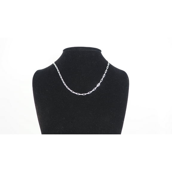 Solid 925 Sterling Silver Paperclip Necklace Paper Clip Chain Italy 3mm ...