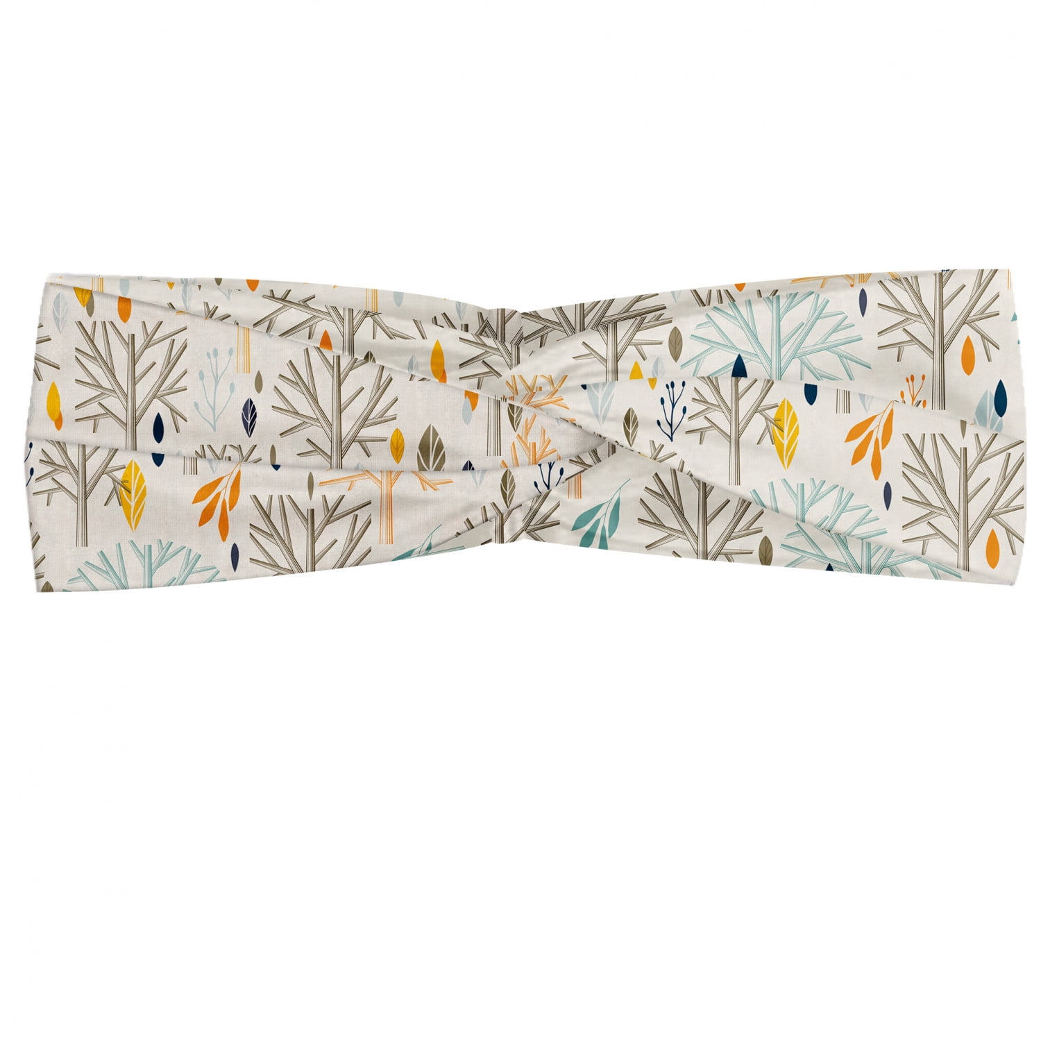 Botanical Headband, Rhythmic Design Abstract Trees Leaves Twigs Pattern ...