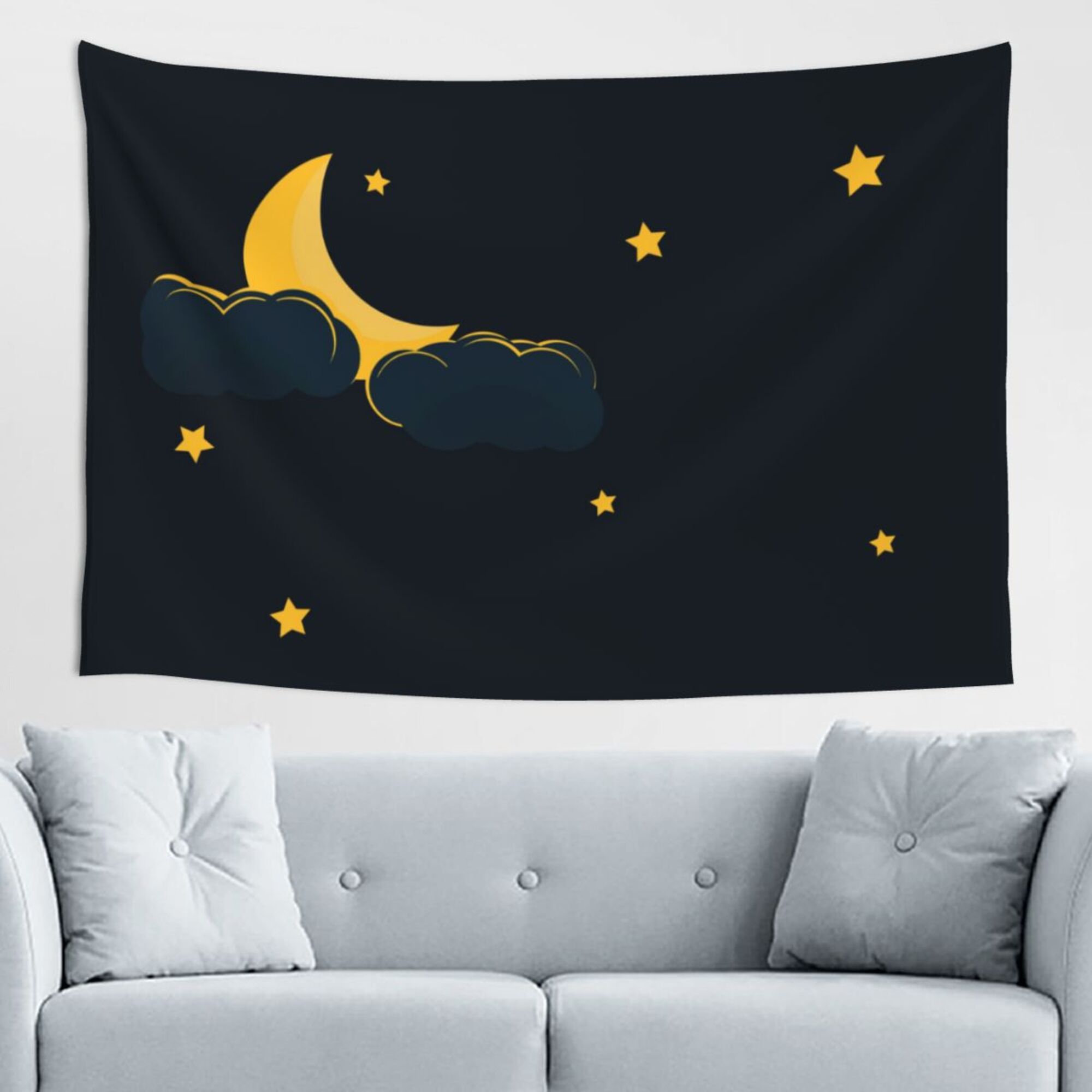 DouZhe Moon Stars Clouds Theme Tapestry Modern Wall Hanging Tapestries ...