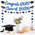 Blue Graduation Decorations 2026,Glitter Black and Blue Congrats Grad ...