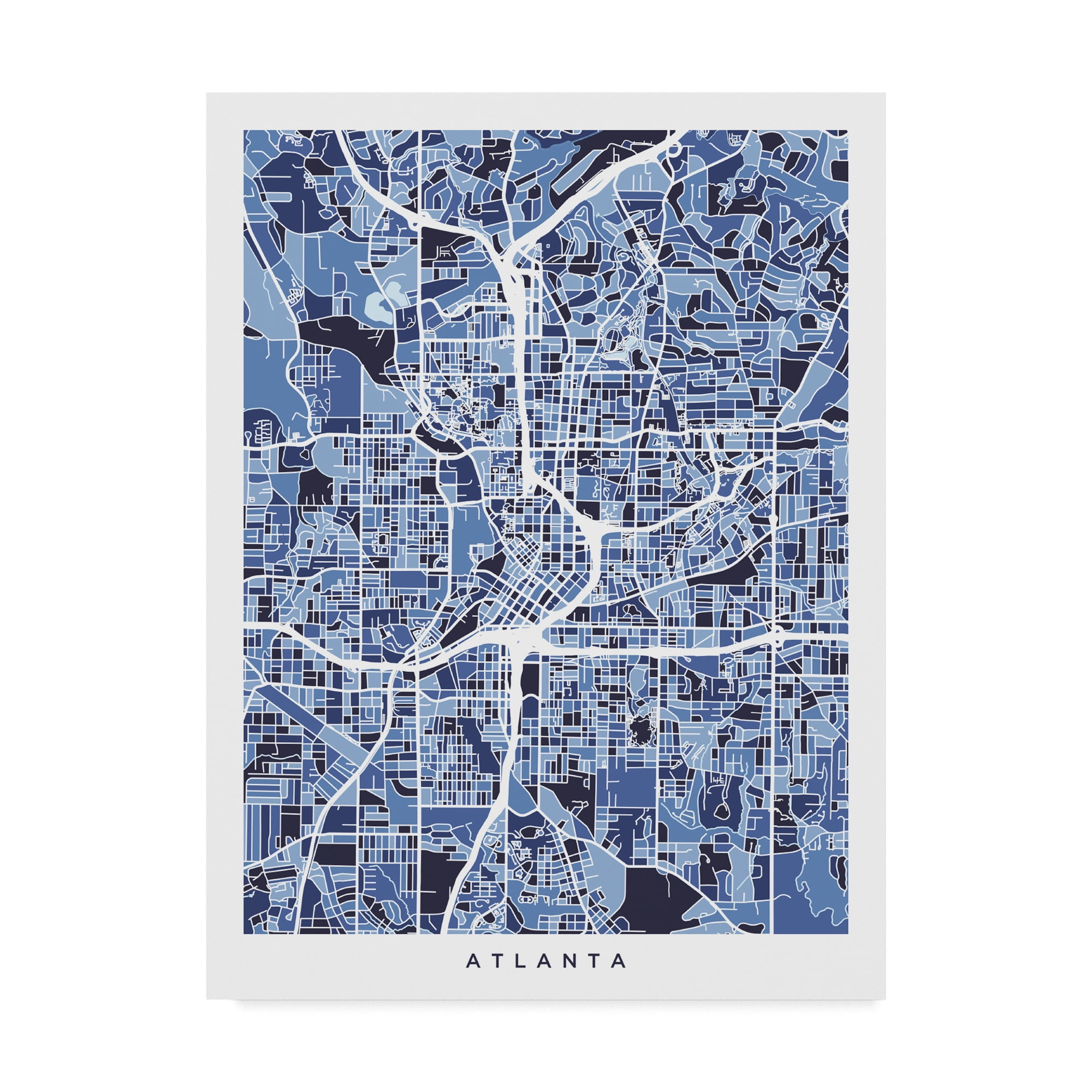 Trademark Fine Art 'Atlanta Georgia City Map Blue' Canvas Art by ...