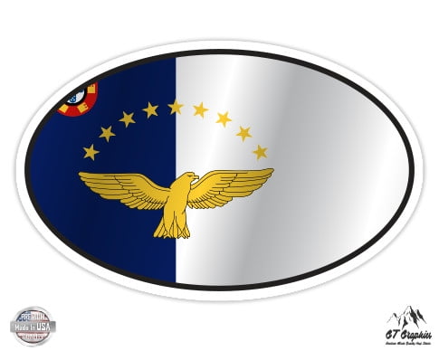 Azores Flag Oval - 5" Vinyl Sticker - For Car Laptop I-Pad - Waterproof ...