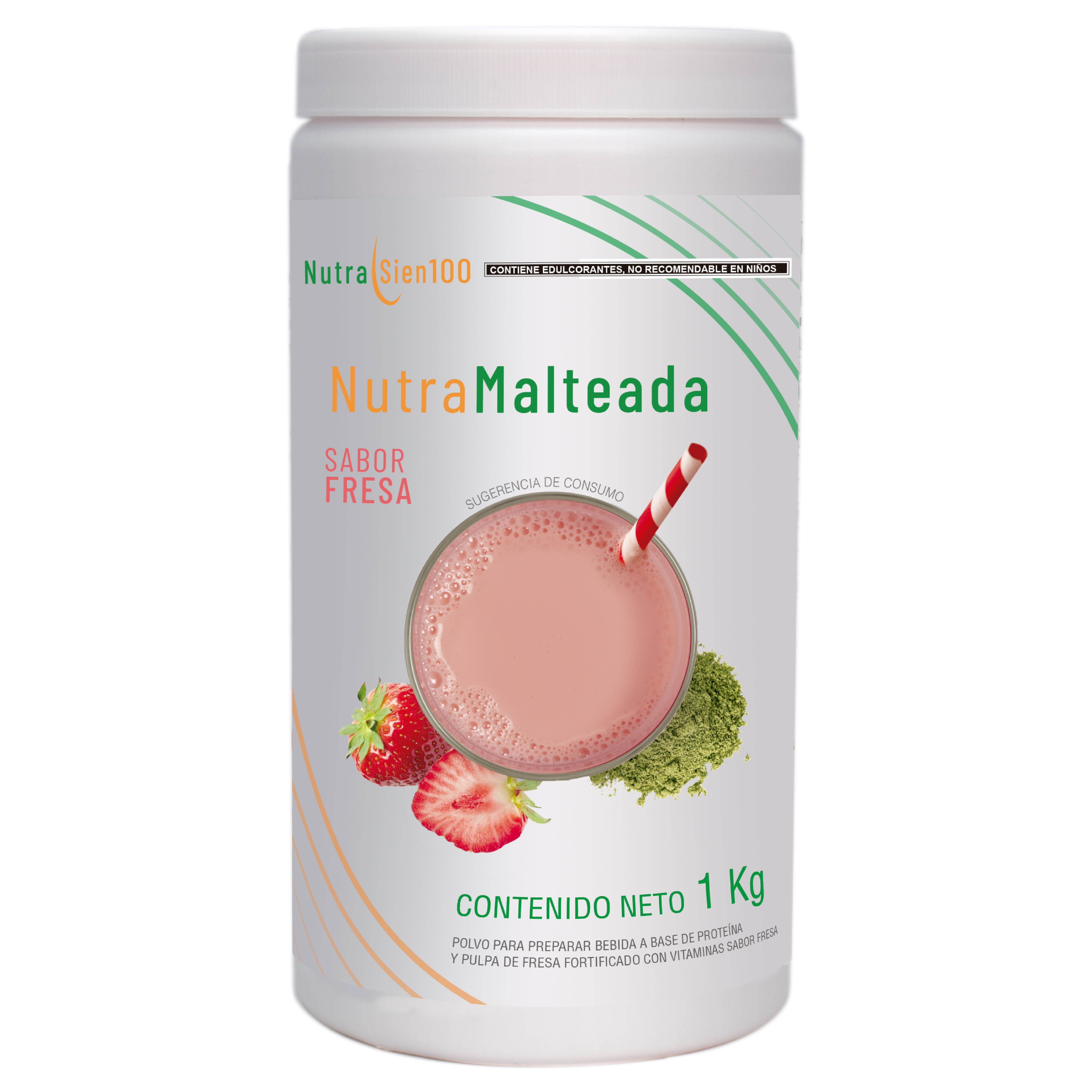 Malteada de proteína Nutrasien100 sabor fresa 1 kg 33 porciones ...