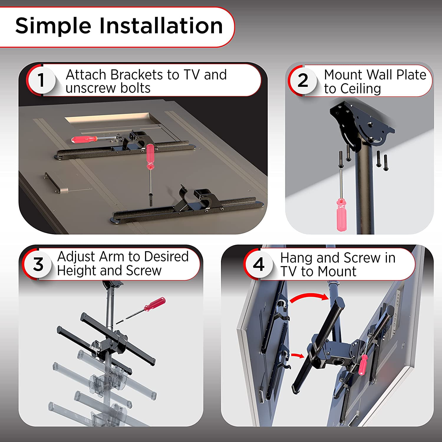 Buy ProMounts Dual-Sided TV Ceiling Mount for 37 to 80-inch Flat and ...