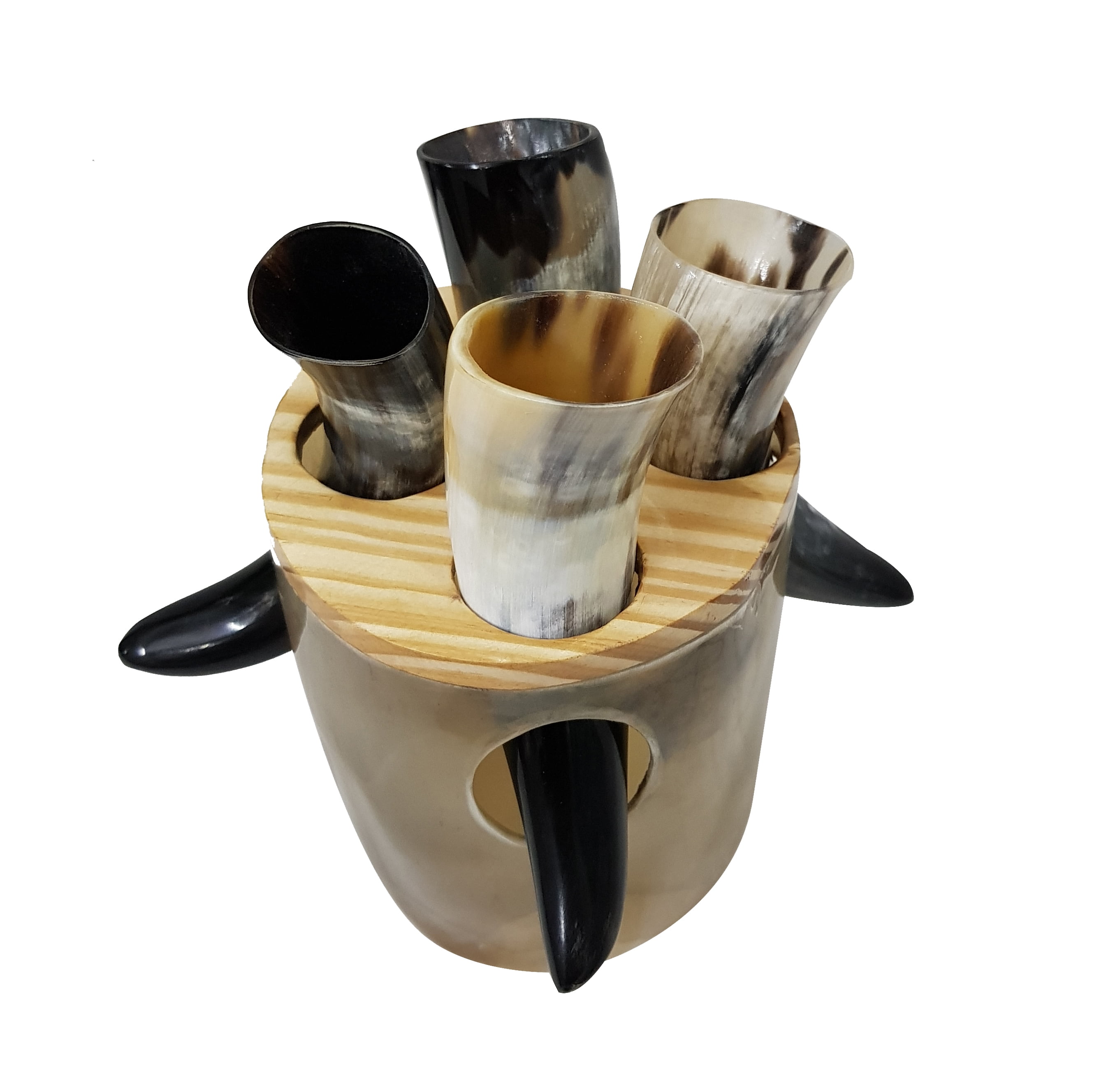 collectiblesBuy Drinking Horn Set Of 4 Beer Wine Vessels Antique ...