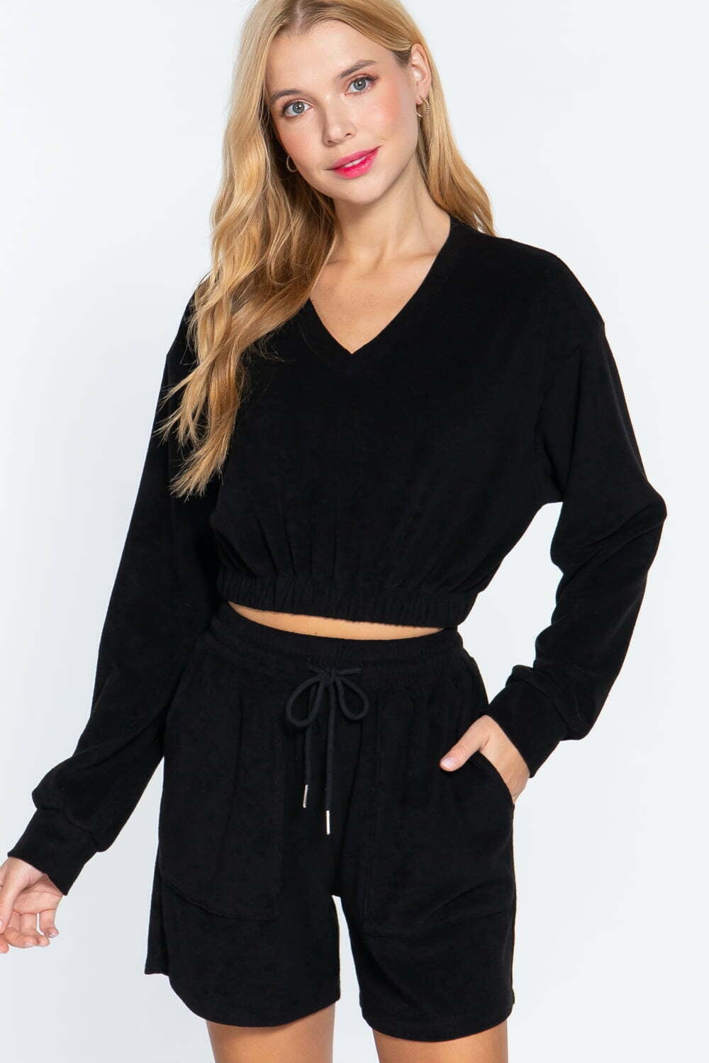 Elasticized Hem Terry Towelling Top - M - Walmart.com