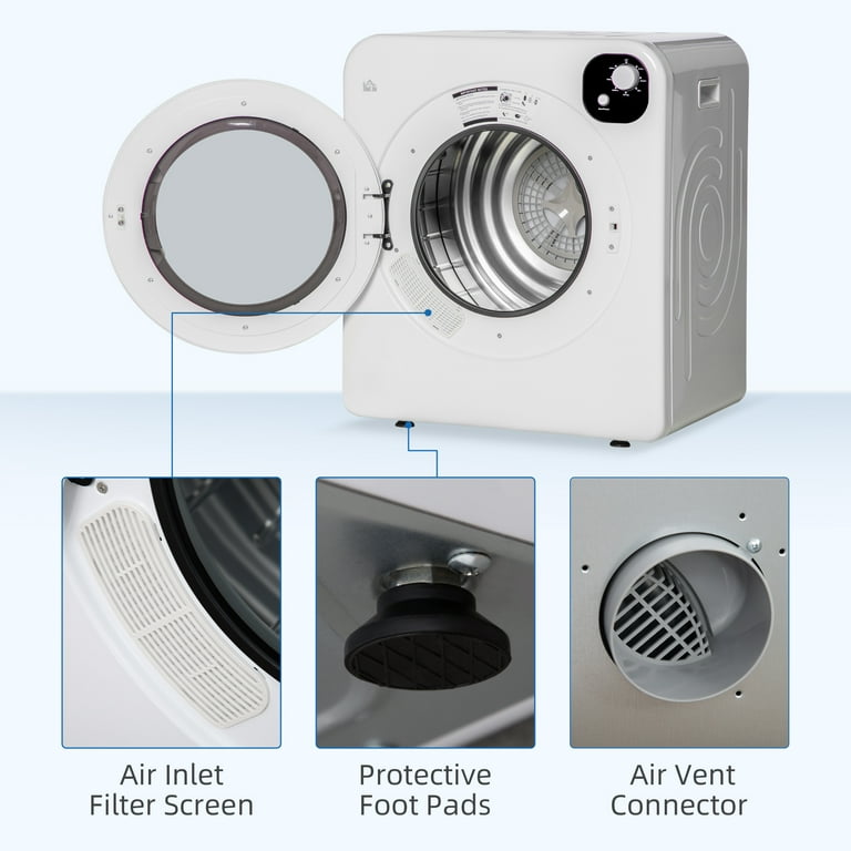 Portable Dryer Machine HOMCOM Portable Clothes Dryer, 120V 850W Compact ...